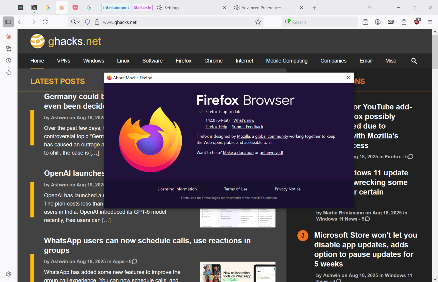 Firefox 142 ships with Tracking Protection, Tab Groups, and Extensions improvements - gHacks ...